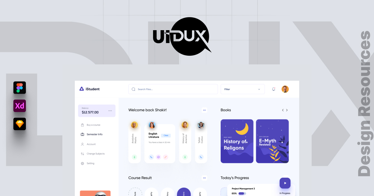 iStudent - Student Dashboard UI Concept | Adobe XD Resources | UIDux