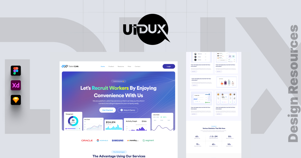 TalentLink - Saas Landing page Design for HR Management | Adobe XD ...