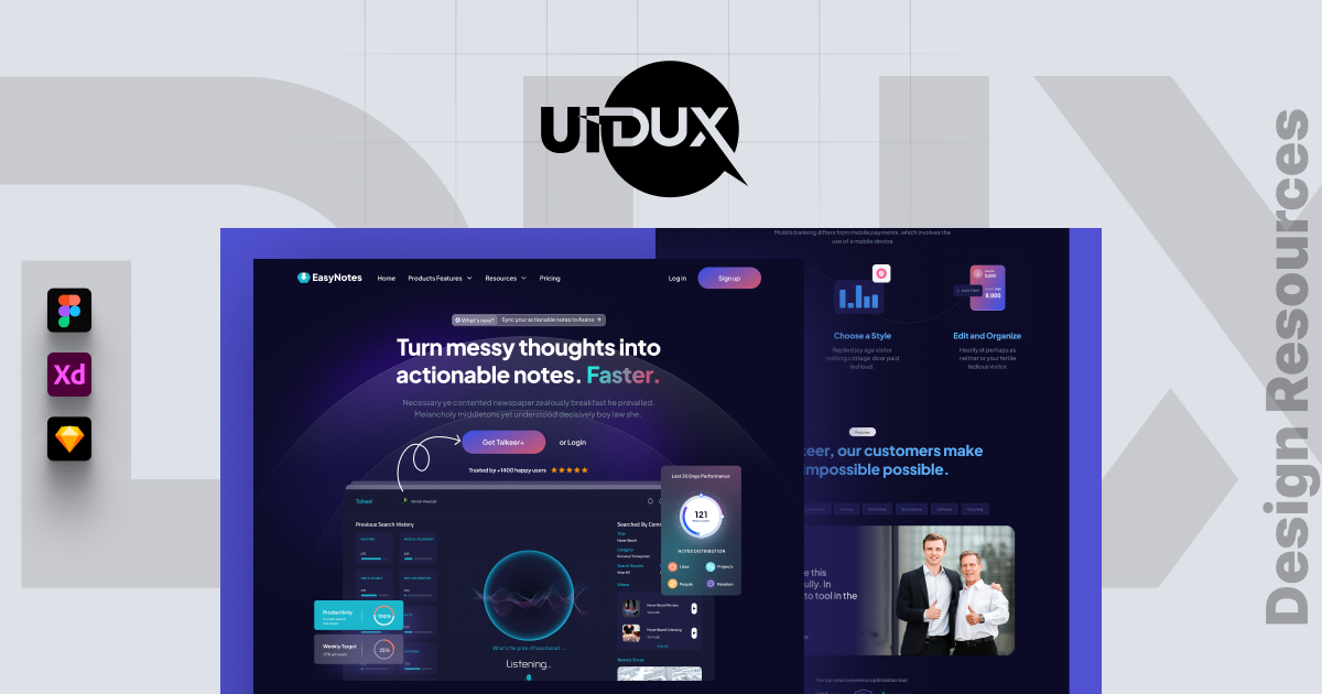 EasyNotes - AI Based Note Taking SaaS App Website Design | Adobe XD ...