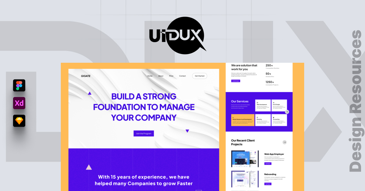 GiGate - Agency Website Design Full Page | Adobe XD Resources | UIDux