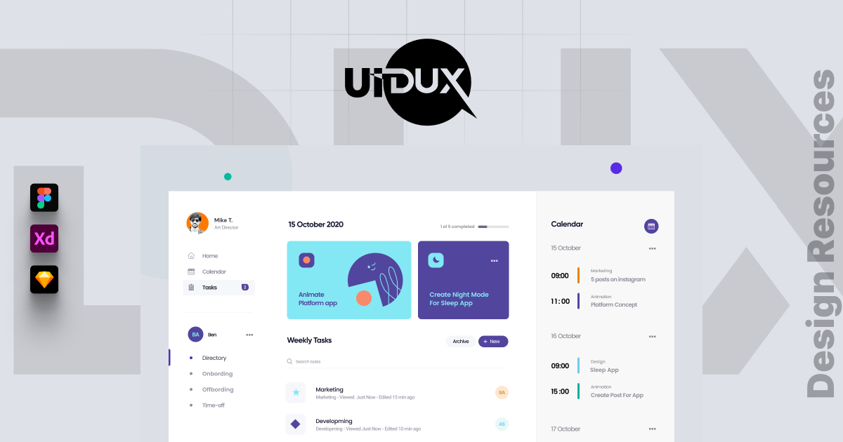 Bangroo - Daily Tasks Management Dashboard | Adobe XD Resources | UIDux
