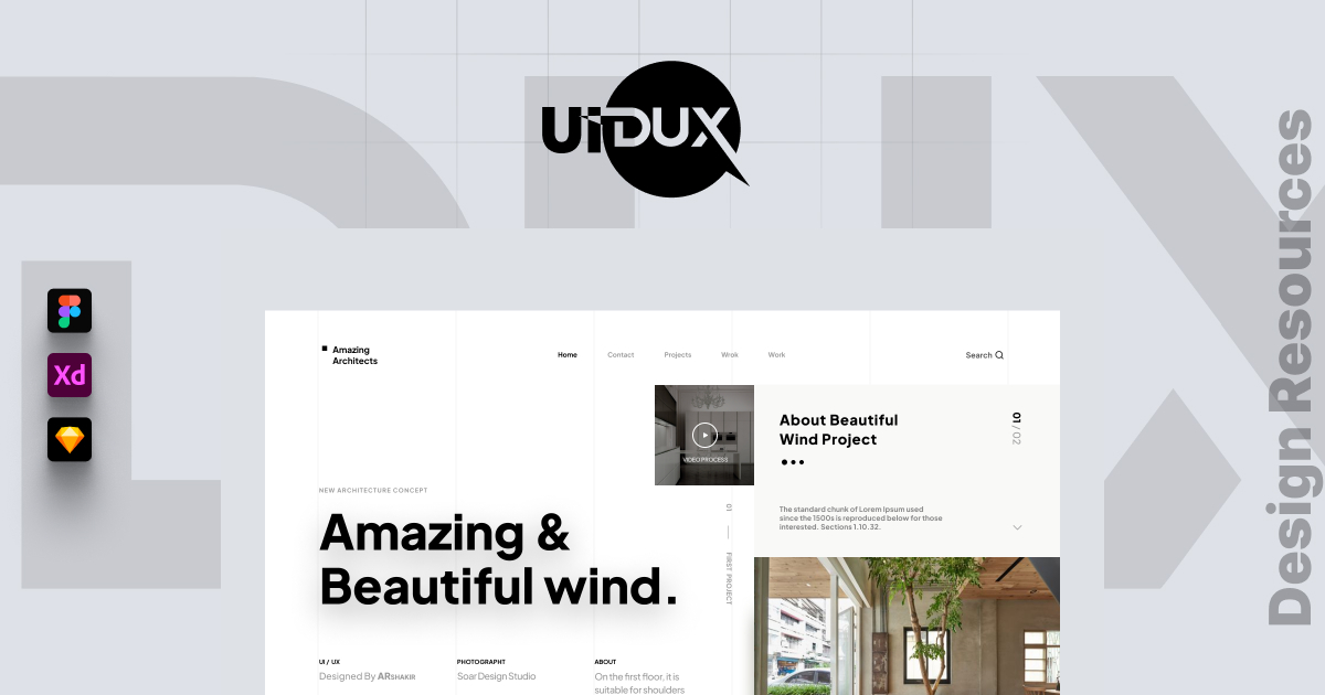 Square - Architects Website Hero | Adobe XD Resources | UIDux