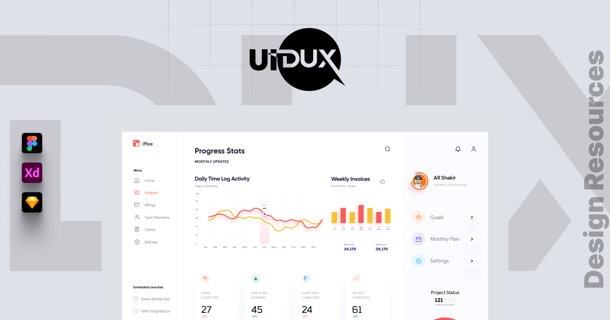 Project Management Dashboard UI | Adobe XD Resources | UIDux