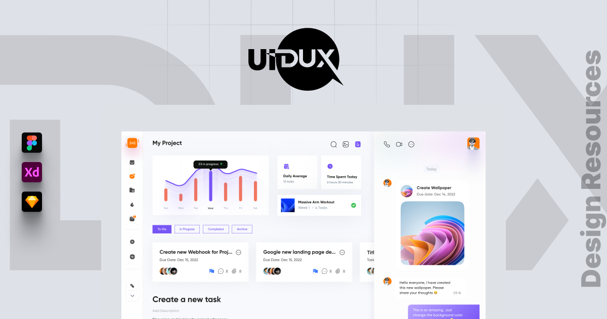 Project Managment App Dashboard UI | Adobe XD Resources | UIDux