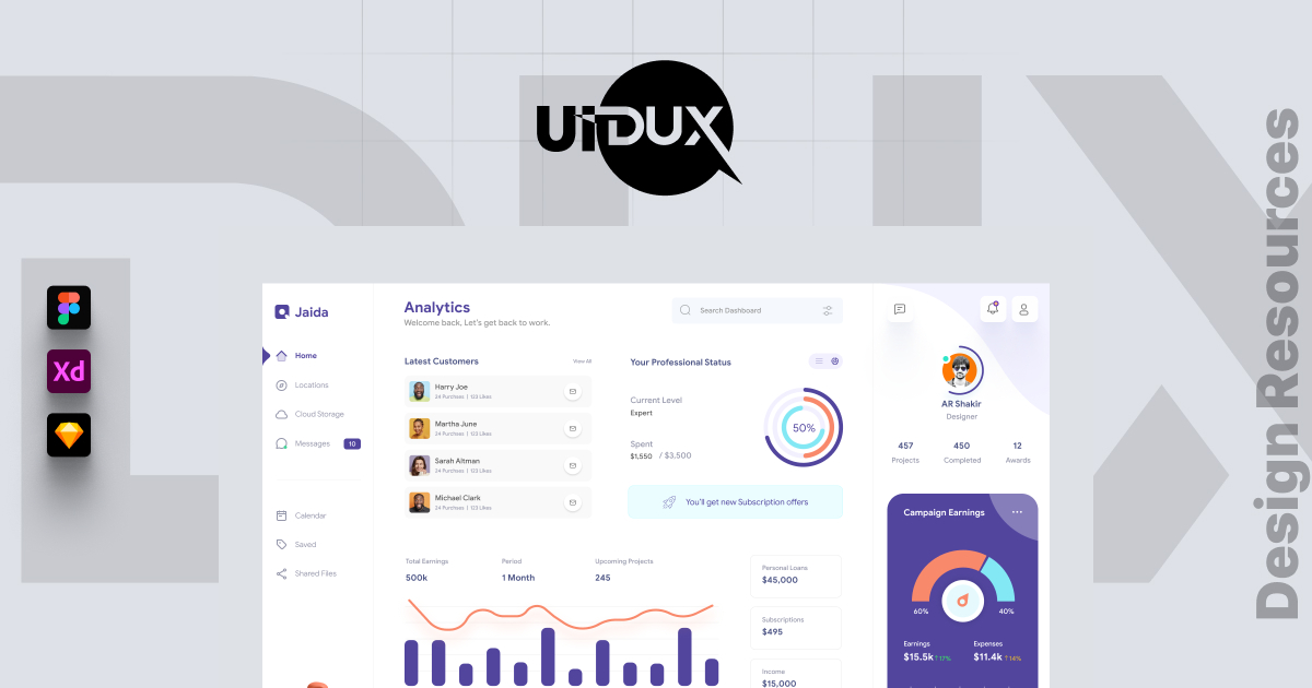 Dashboard UI Concept for a Freelance Designer | Adobe XD Resources | UIDux