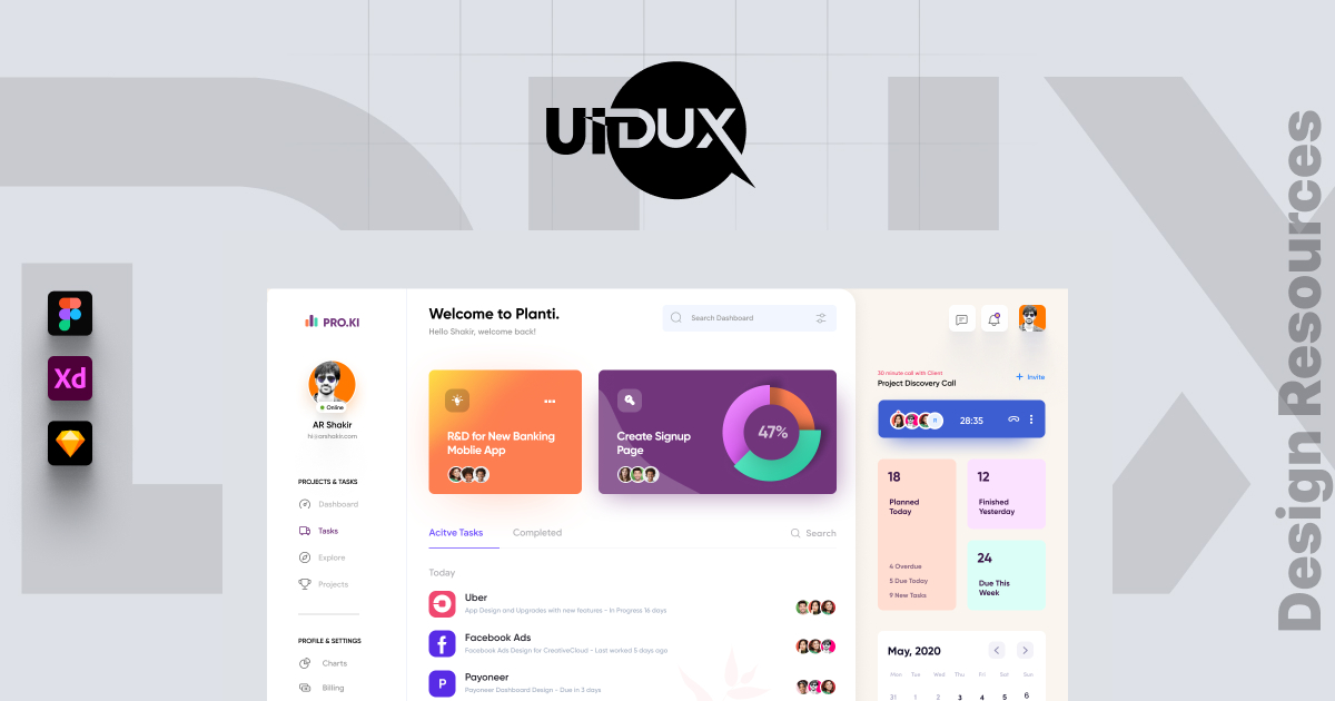 Project Management Dashboard UI Concept | Adobe XD Resources | UIDux